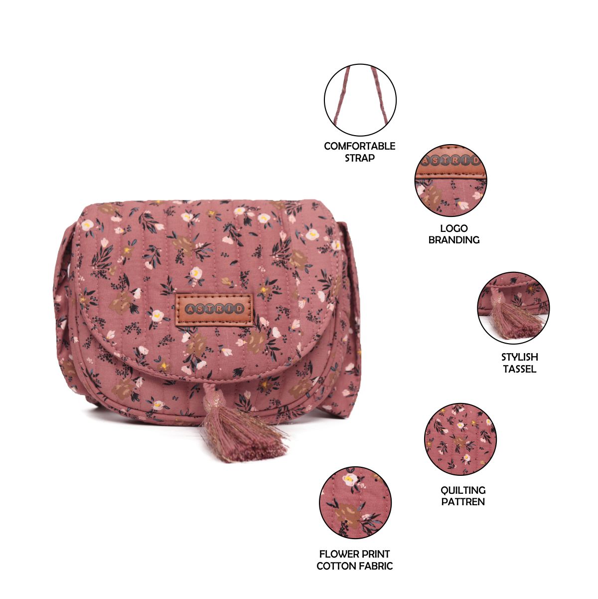 Old Rose Color Sling Bag With Cotton Strap – astridlifestyle